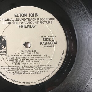 Elton John - Friends (original Soundtrack Recording) LP Vinyl Record ...