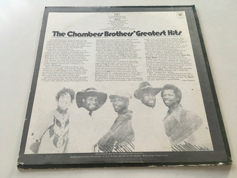 The Chambers Brothers' Greatest Hits LP Vinyl Record Album, Columbia ...