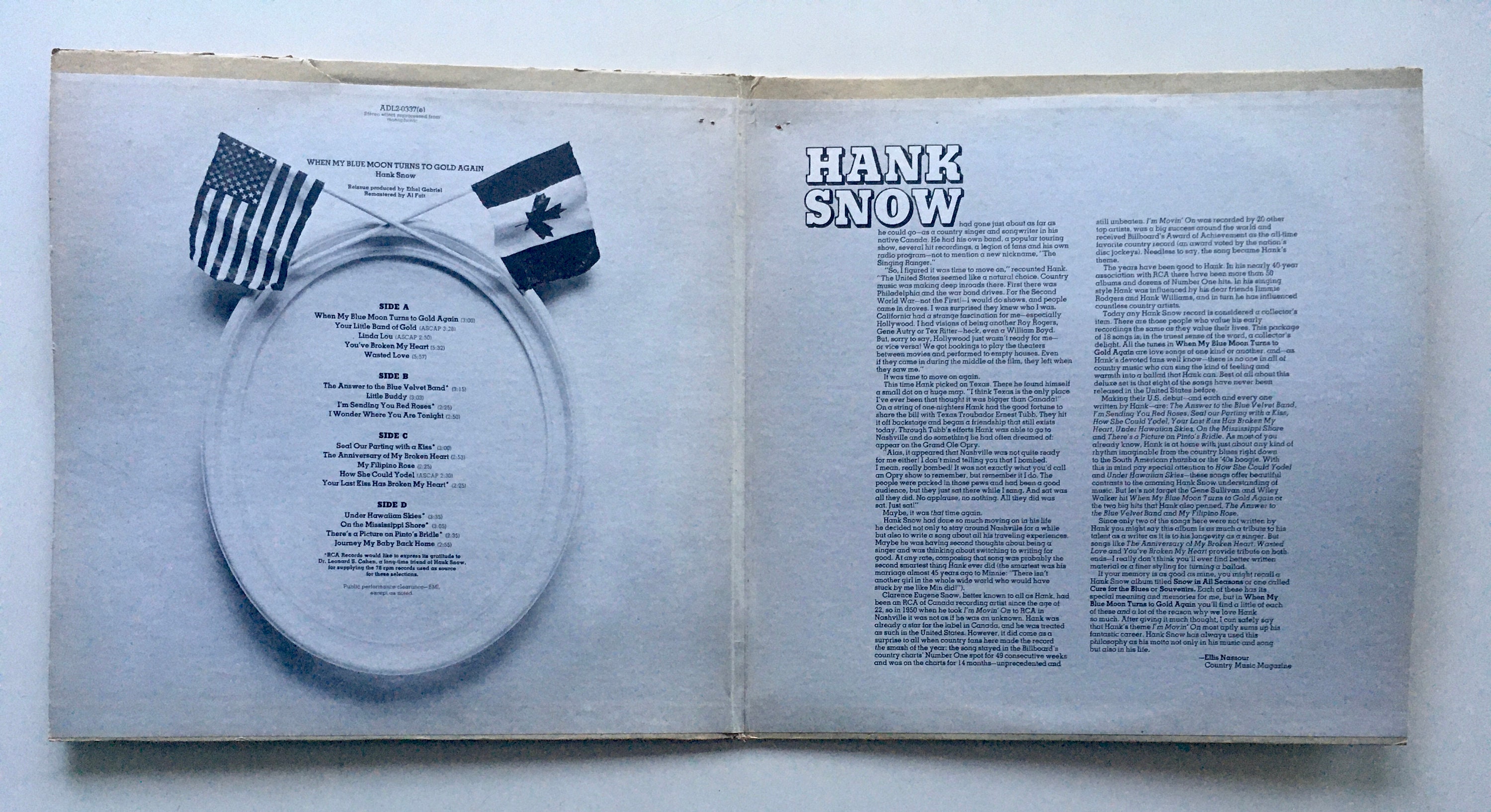 Hank Snow - When My Blue Moon Turns to Gold Again Double LP Vinyl ...