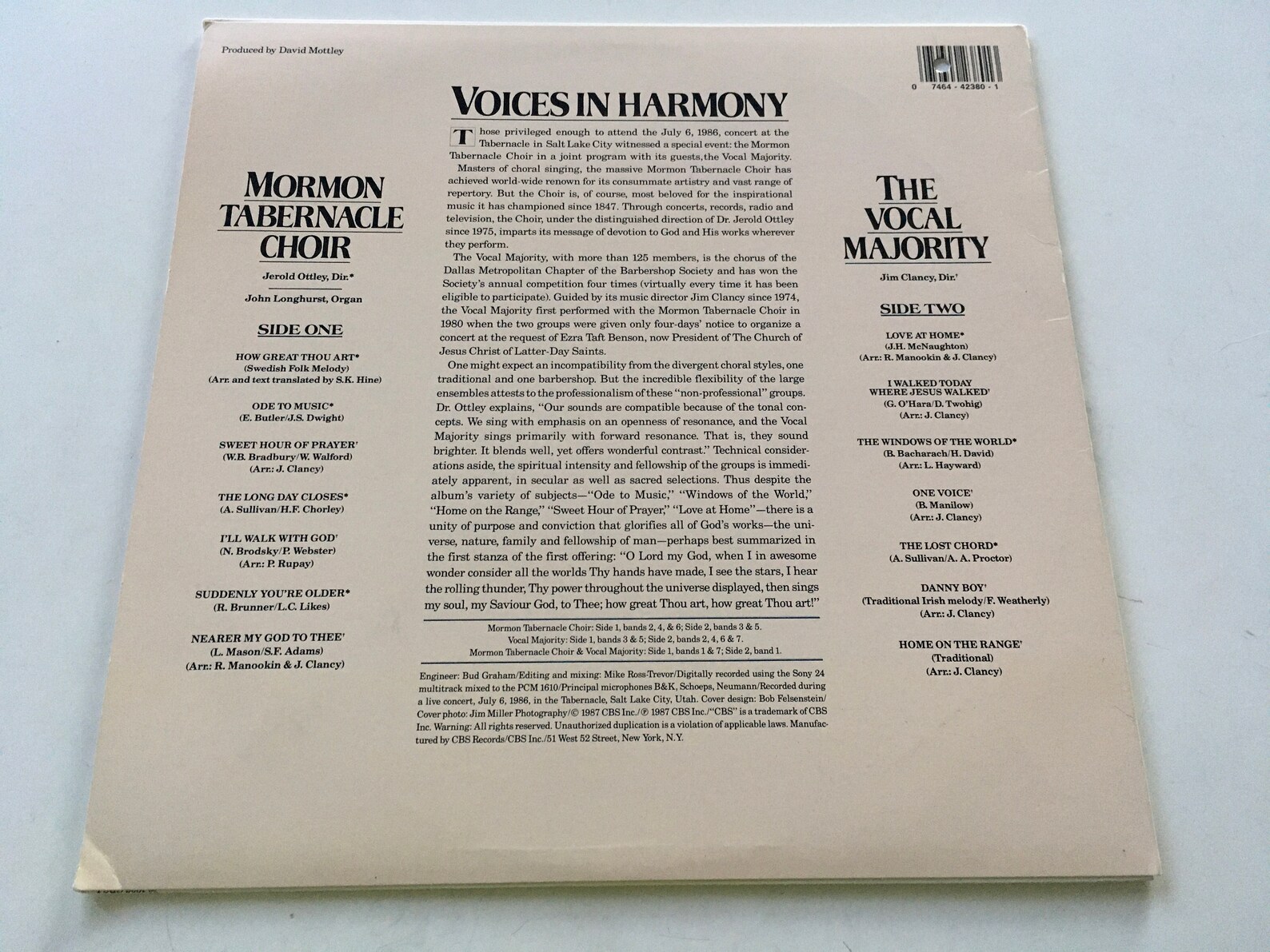 Mormon Tabernacle Choir / the Vocal Majority Voices in - Etsy