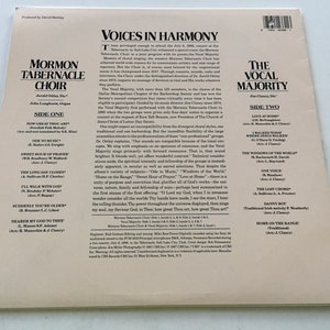 Mormon Tabernacle Choir / the Vocal Majority – Voices in Harmony LP Vinyl Record Album, CBS - FM ...