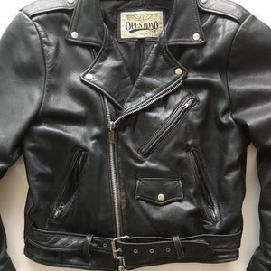 Black Genuine Leather Motorcycle Jacket - Open Road, Size 42 - Etsy