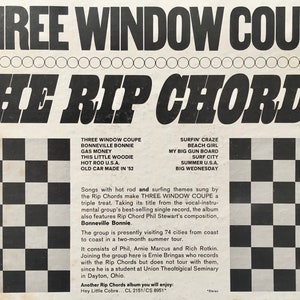 The Rip Chords – Three Window Coupe LP Vinyl Record Album, Columbia ...