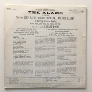 The Alamo Soundtrack LP Vinyl Record Album, Columbia - CL 1558, 1960 ...