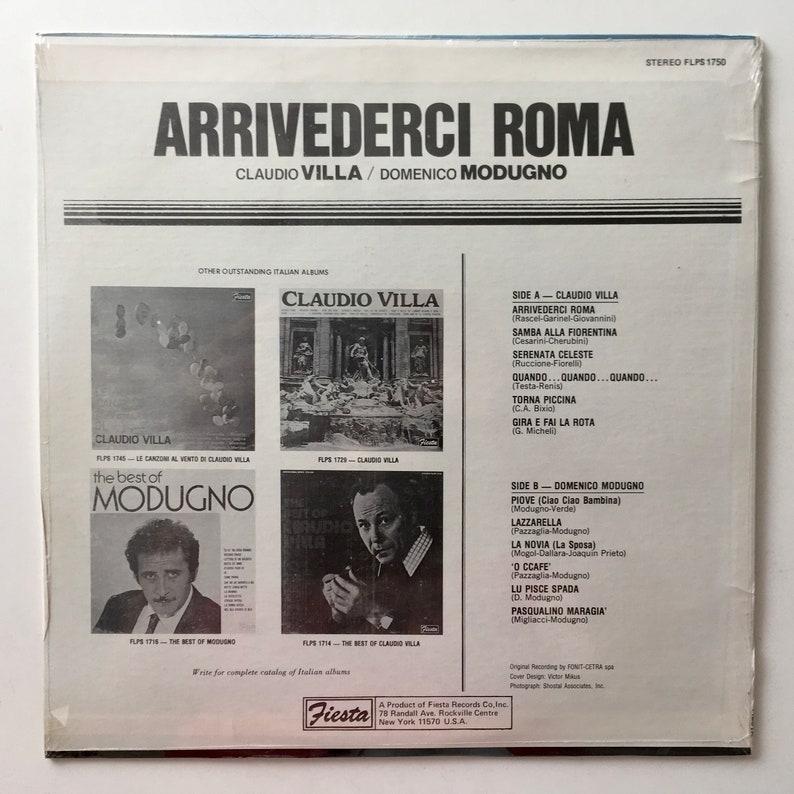 Arrivederci Roma SEALED LP Vinyl Record Album Fiesta FLPS - Etsy