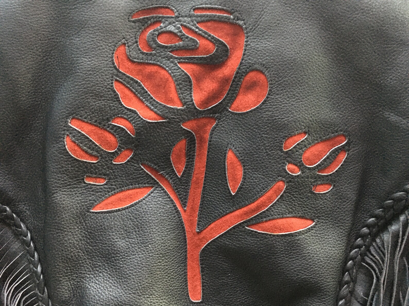 Black Leather Motorcycle Fringe Jacket With Flower Embossing - Etsy