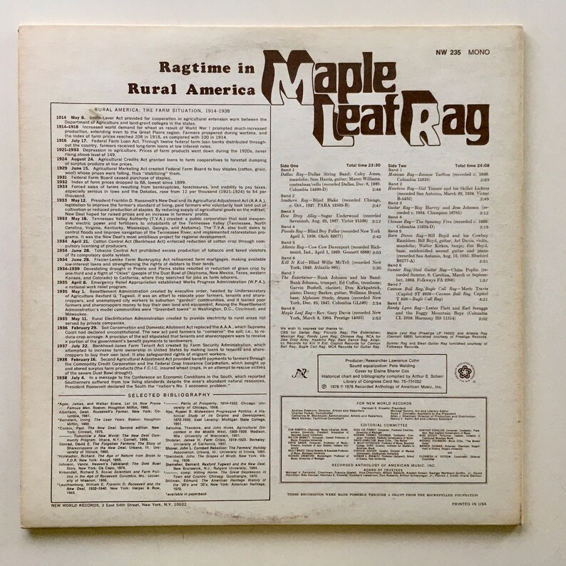 Maple Leaf Rag: Ragtime in Rural America LP Vinyl Record - Etsy