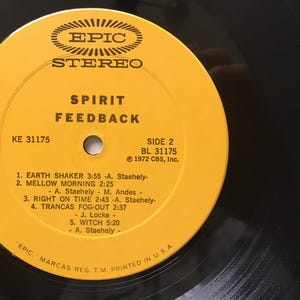 Spirit - Feedback LP Vinyl Record Album, Epic - KE 31175, 1972 Original ...