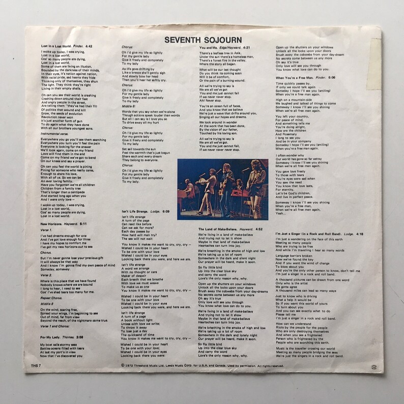 The Moody Blues - Seventh Sojourn LP Vinyl Record Album, Threshold ...