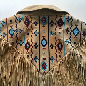 Tan Suede Leather Southwestern Fringe Jacket - via Accenti, Size B8 - Etsy