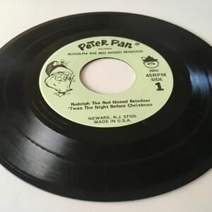 Rudolph the Red-nosed Reindeer 7' 45 RPM Vinyl Record, Peter Pan ...