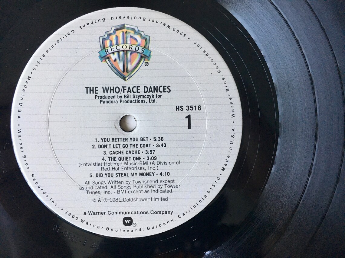 The Who - Face Dances LP Vinyl Record Album, Warner Bros. Records - HS ...