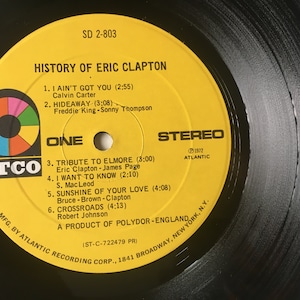 Eric Clapton - History of Eric Clapton Double LP Vinyl Record Album ...