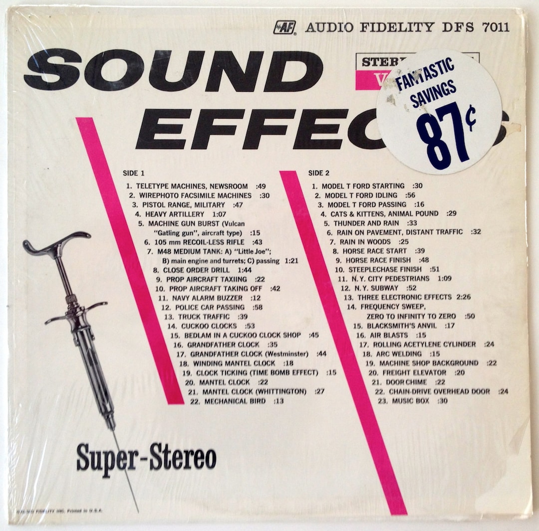 Sound Effects Volume 3 LP Vinyl Record Album, Audio Fidelity - DFS 7011 ...