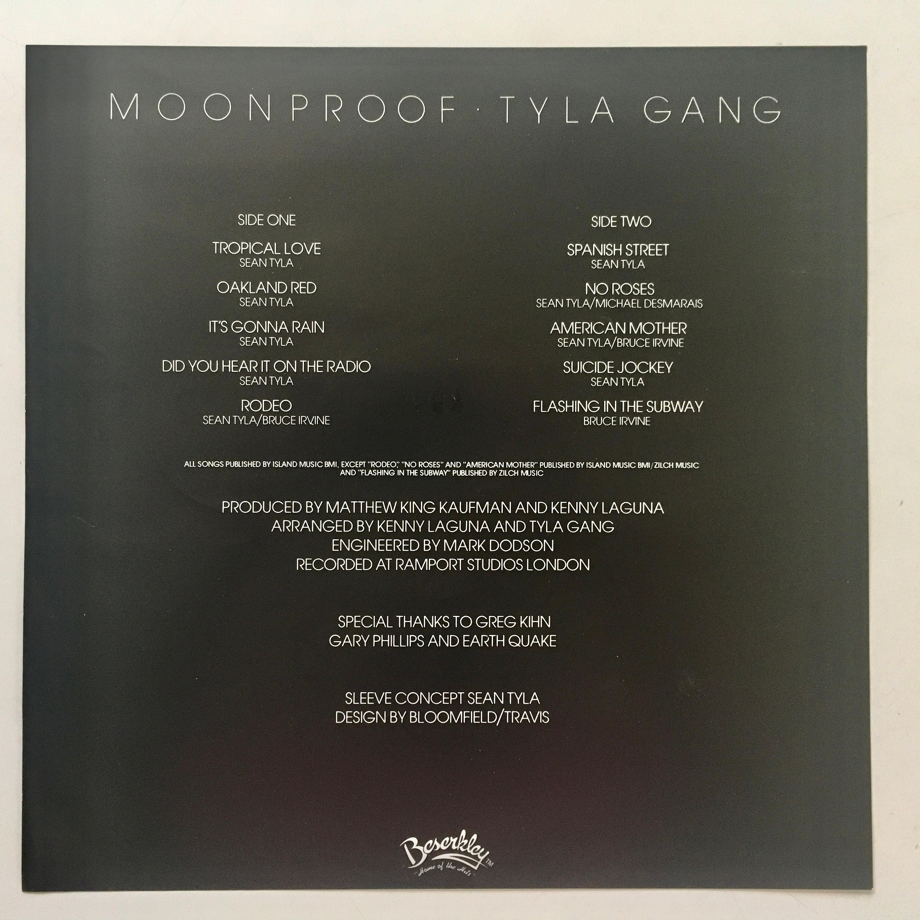 Tyla Gang - Maanproof LP Vinyl Record Album, Beserkley - JBZ-0059, 1978 ...