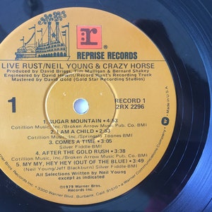 Neil Young & Crazy Horse Live Rust LP Vinyl Record Album, Reprise Records 2RX 2296, 1979 ...
