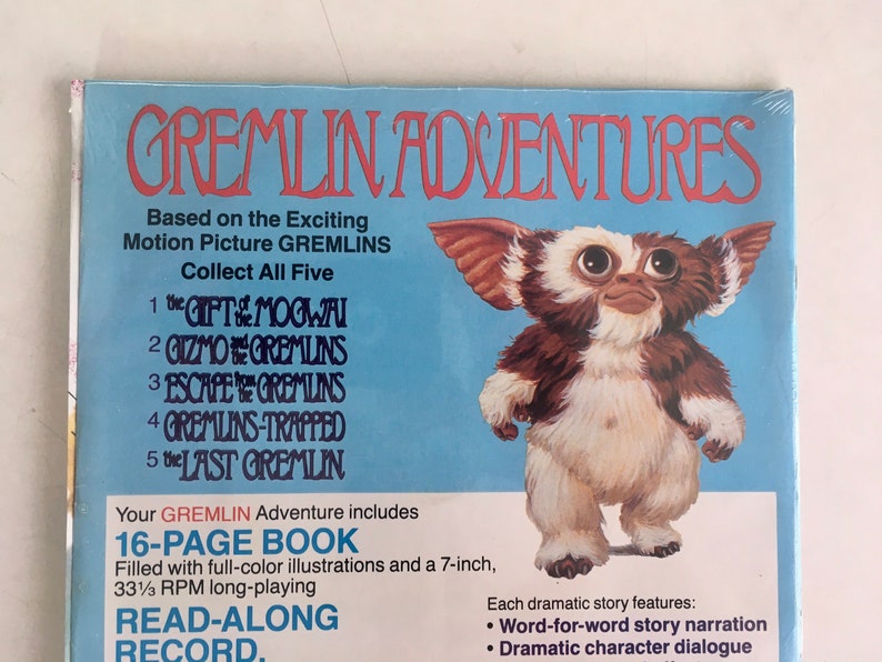 Gremlins SEALED Story 2 - Gizmo and the Gremlins 7' Vinyl Record / Book ...