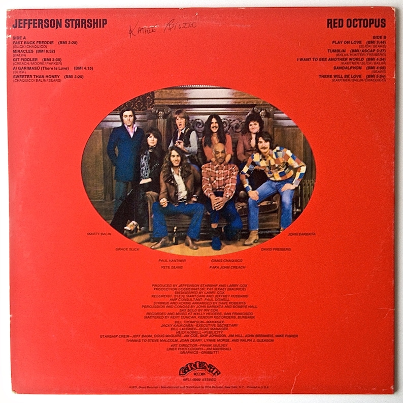 Jefferson Starship Red Octopus LP Vinyl Record Album Grunt - Etsy