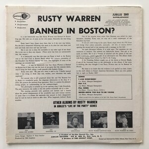 Rusty Warren - Banned in Boston? LP Vinyl Record, Jubilee - JGM 2049 ...