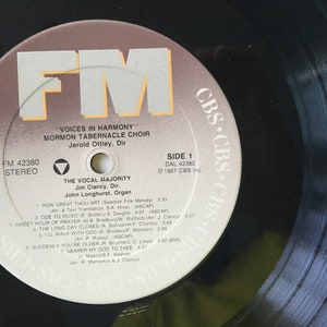 Mormon Tabernacle Choir / the Vocal Majority – Voices in Harmony LP Vinyl Record Album, CBS - FM ...