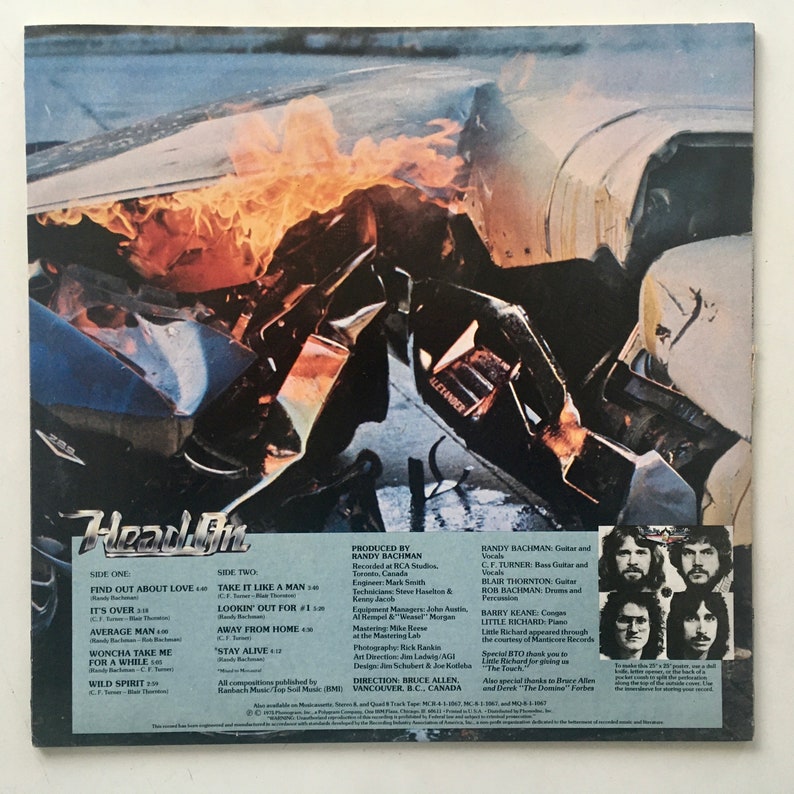 Bachman-turner Overdrive - Head on LP Vinyl Record Album, Mercury - SRM ...