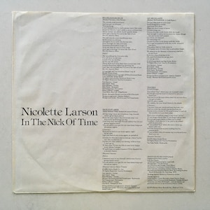 Nicolette Larson in the Nick of Time LP Vinyl Record Album, Warner Bros ...