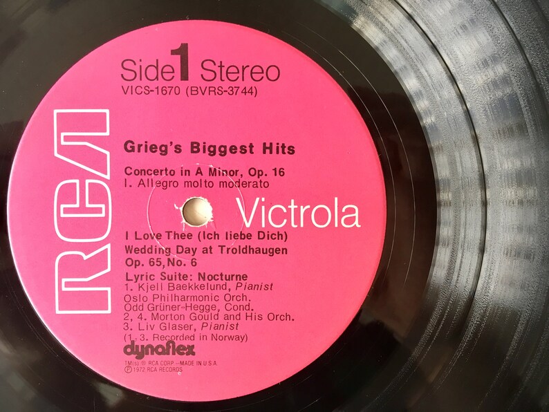 Grieg's Biggest Hits LP Vinyl Record Album, RCA Victrola - VICS 1670 ...