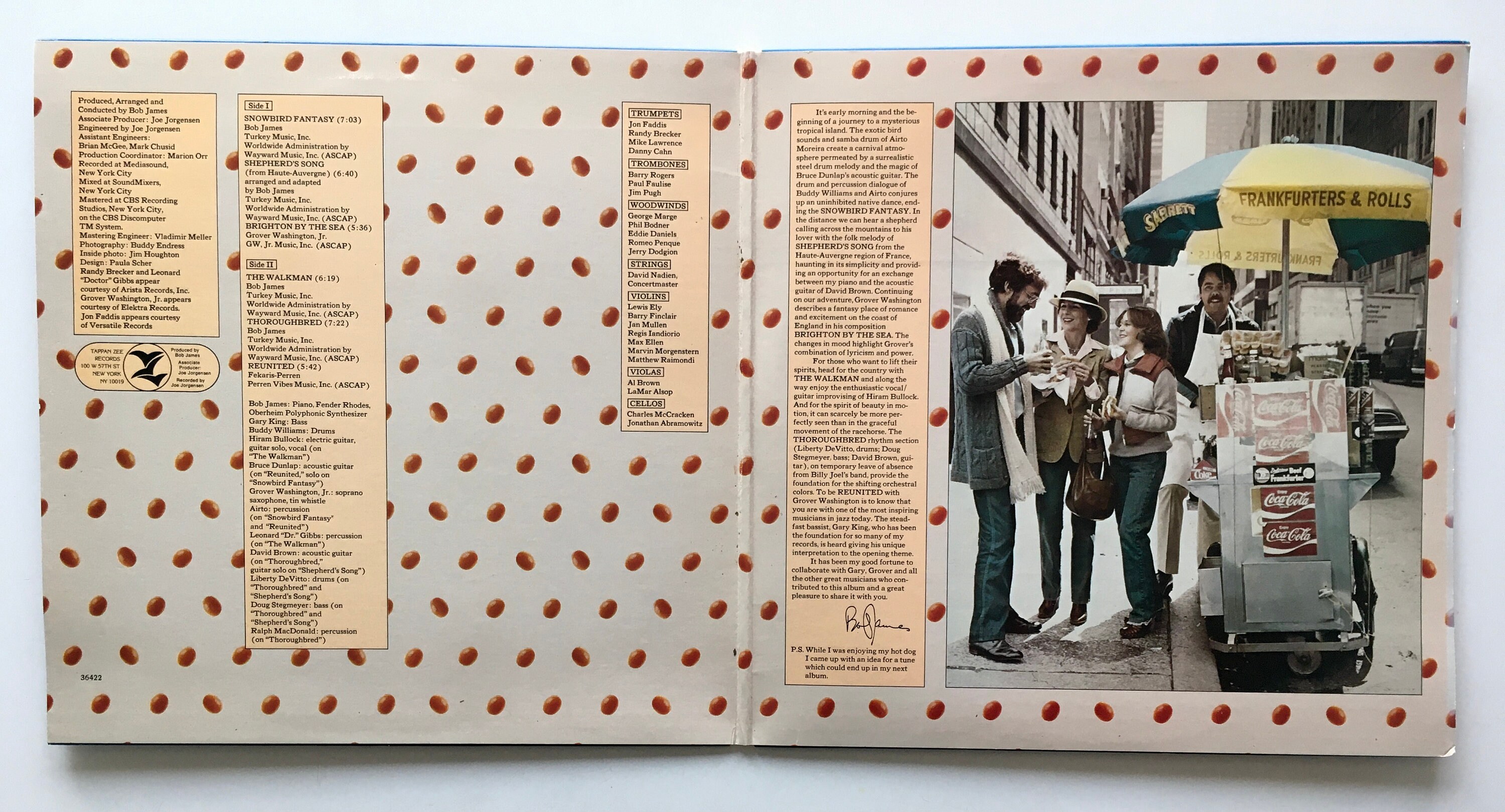 Bob James H LP Vinyl Record Tappan Zee Records JC 36422 | Etsy