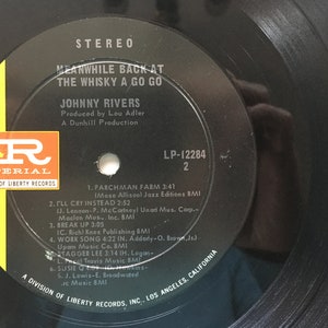 Johnny Rivers - Meanwhile Back at the Whisky À Go Go LP Vinyl Record ...
