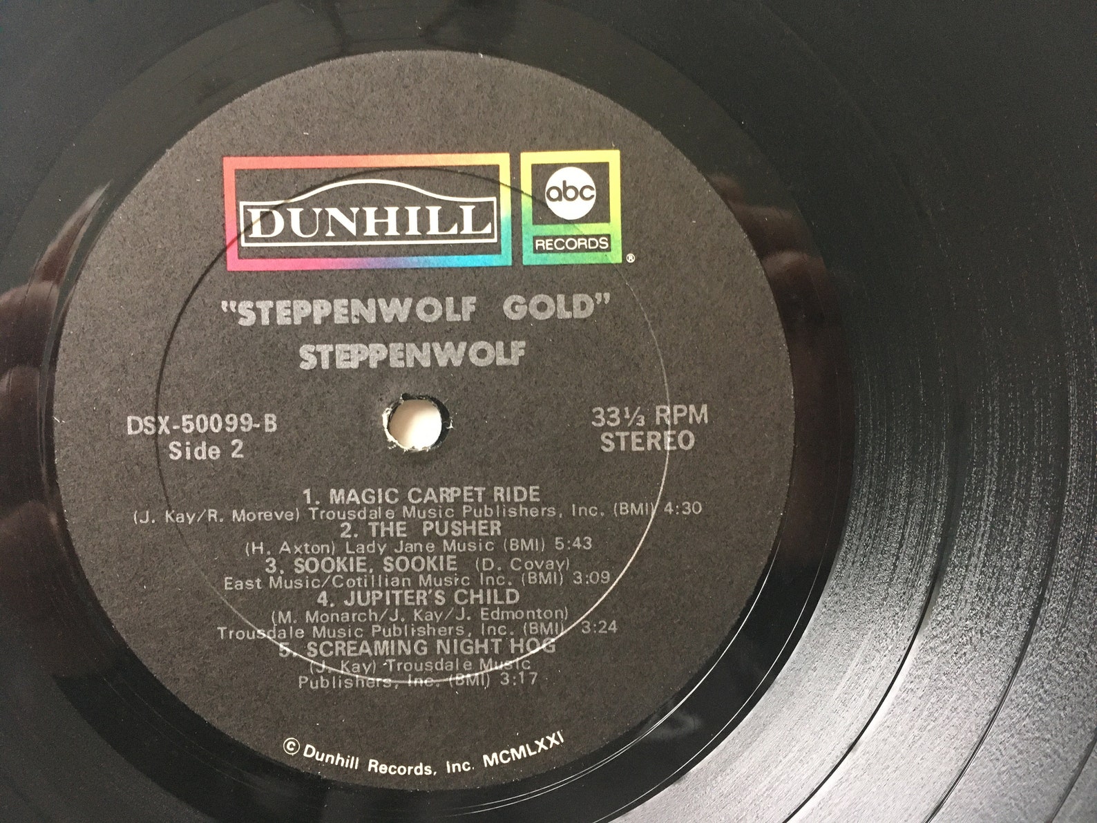 Steppenwolf Gold Their Great Hits LP Vinyl Record Album, Dunhill Records DSX 50099, 1971 ...