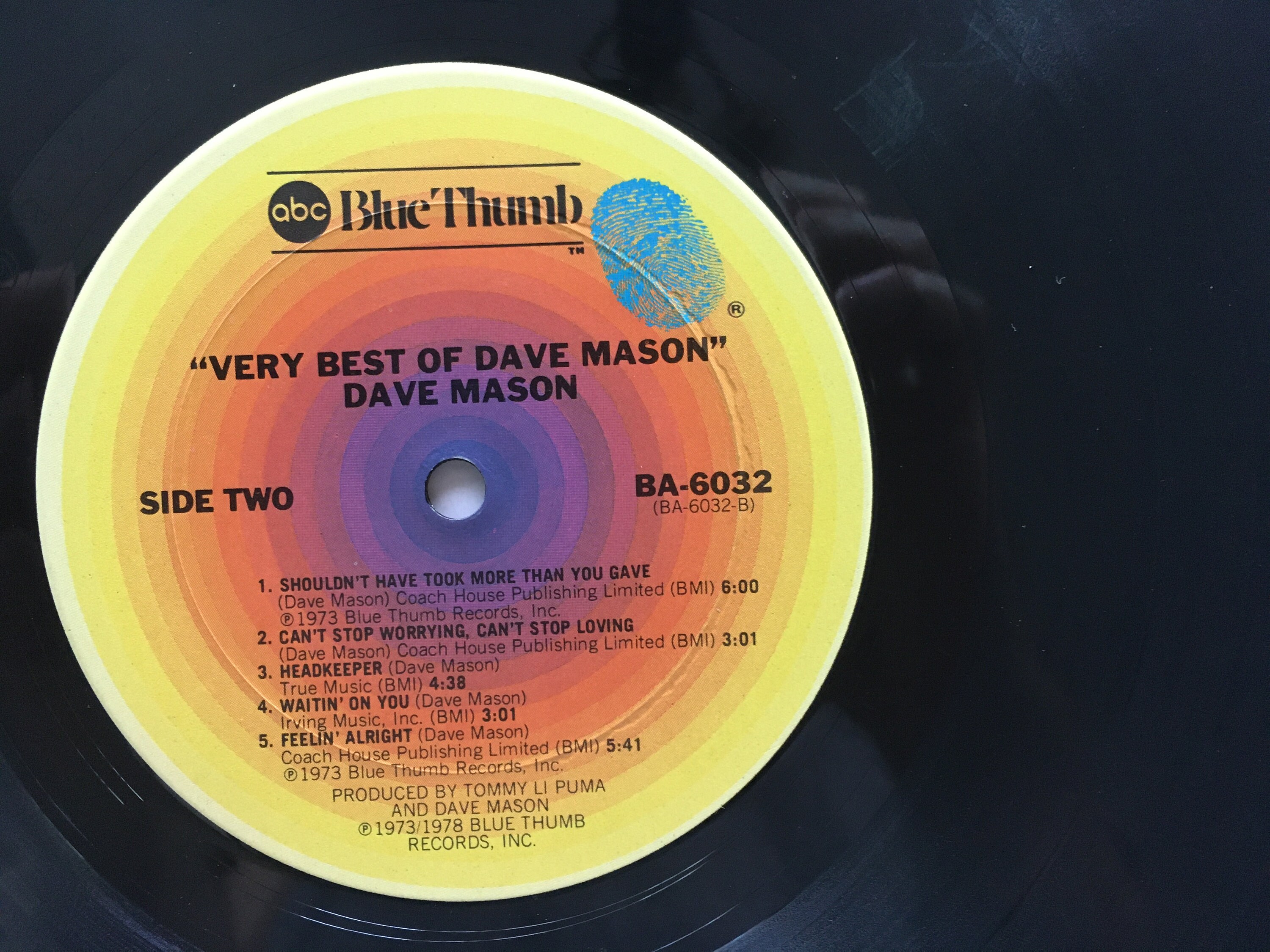 Dave Mason - Very Best of Dave Mason LP Vinyl Record Album, ABC Blue ...