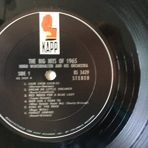 The Big Hits of 1965 LP Vinyl Record Album, Kapp-ks-3429, 1965 ...