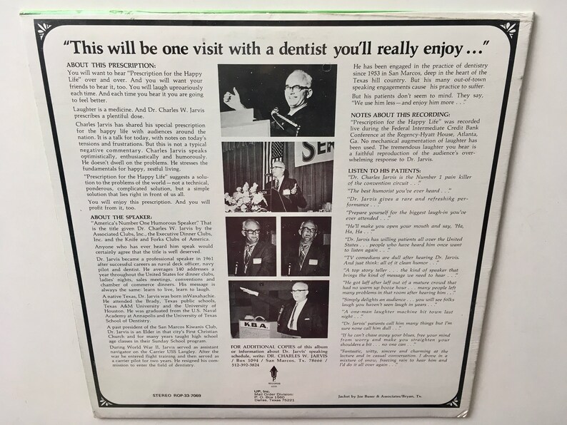 Dr. Charles W Jarvis Prescription for the Happy Life SEALED - Etsy