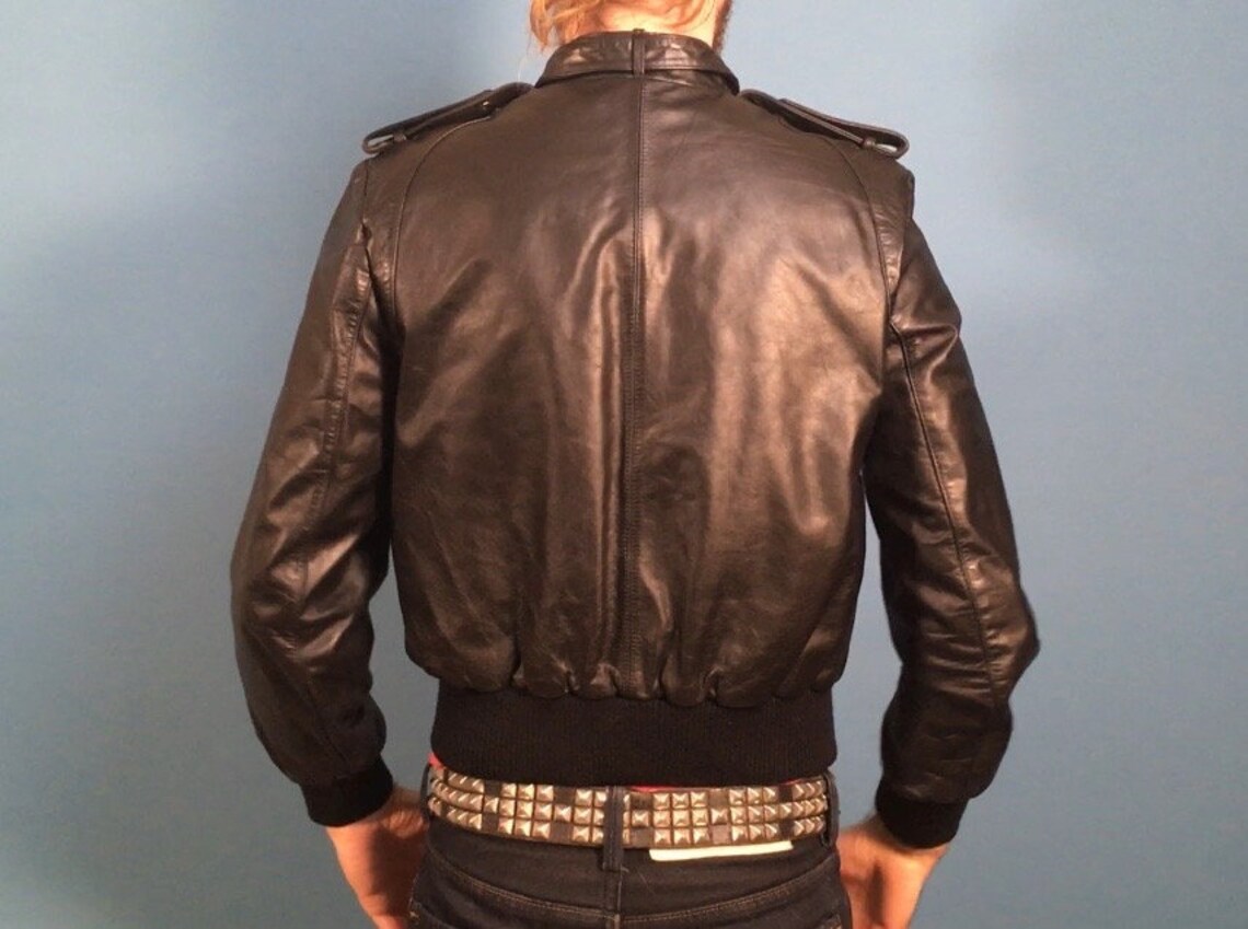 Black Leather Jacket Berman's Size 10 | Etsy