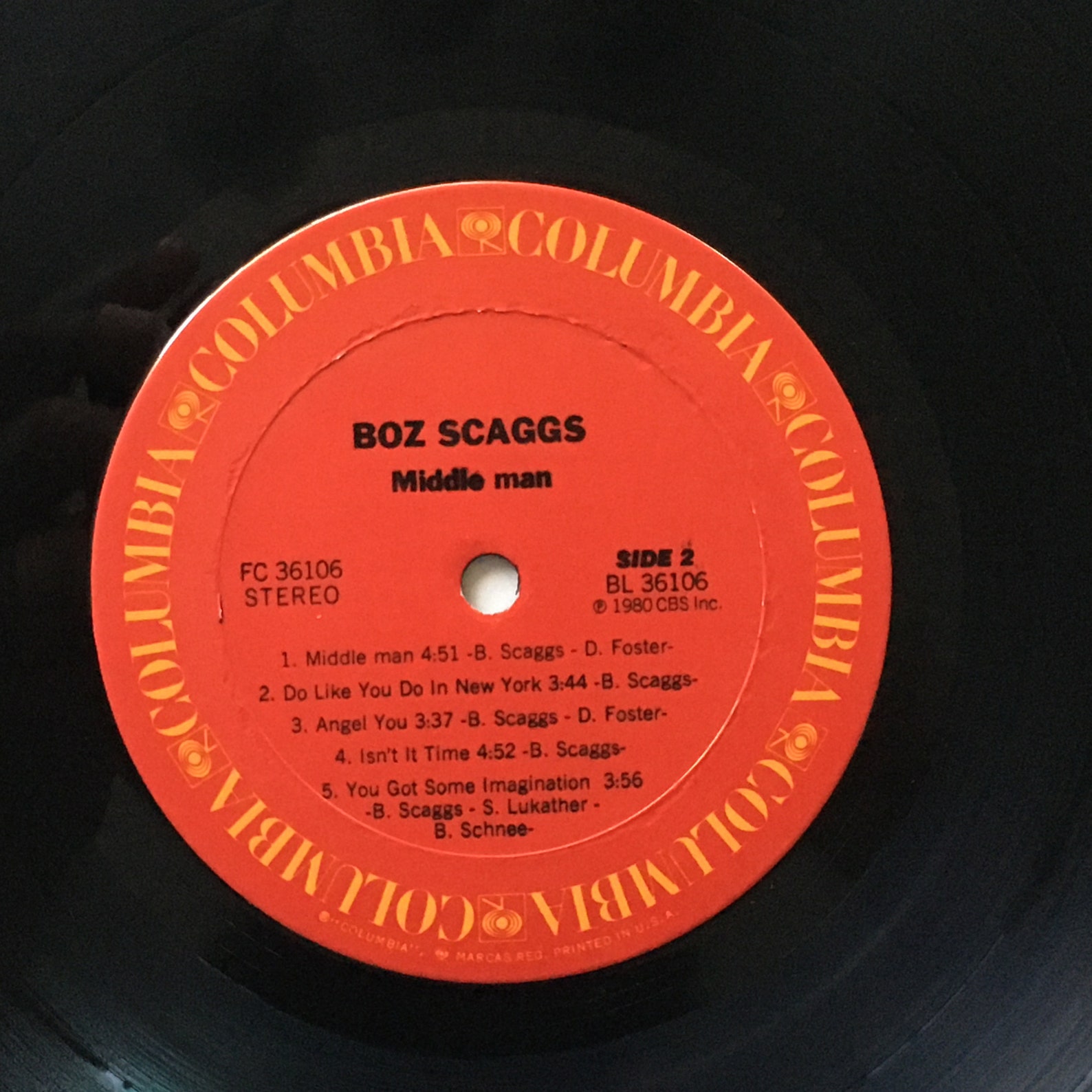 Boz Scaggs - Middle Man LP Vinyl Record, Columbia - FC 36106, Pop Rock ...