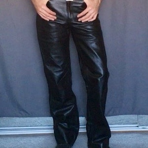 Black Leather Pants - Xelement, Size 32 - Etsy