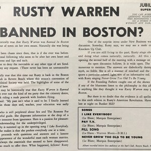 Rusty Warren - Banned in Boston? LP Vinyl Record, Jubilee - JGM 2049 ...