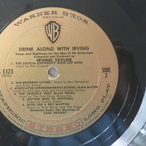 Irving Taylor - Drink Along With Irving LP Vinyl Record Album, Warner ...