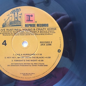 Neil Young & Crazy Horse Live Rust LP Vinyl Record Album, Reprise Records 2RX 2296, 1979 ...