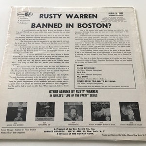 Rusty Warren - Banned in Boston? LP Vinyl Record, Jubilee - JGM 2049 ...