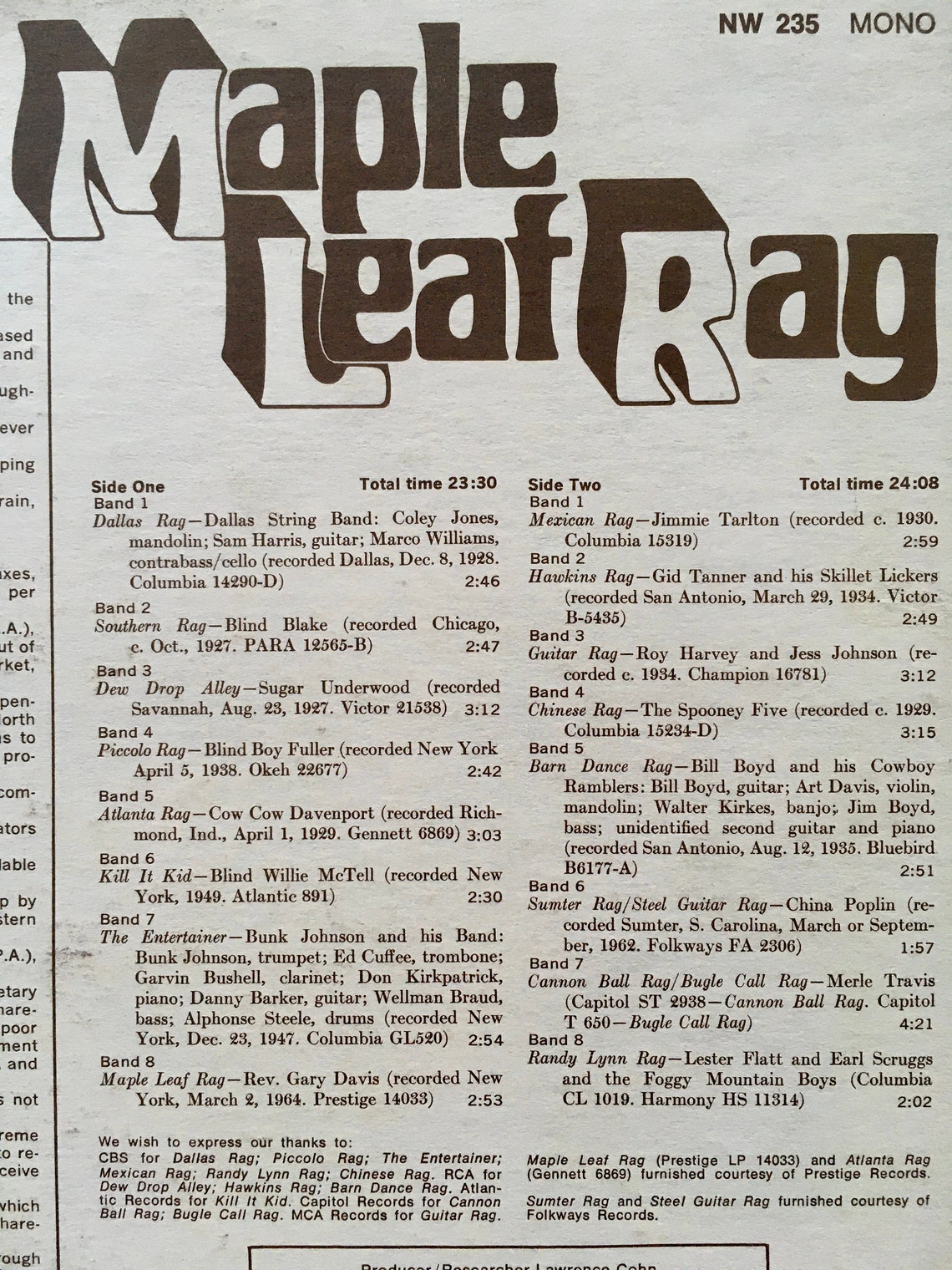 Maple Leaf Rag: Ragtime In Rural America LP Vinyl Record | Etsy