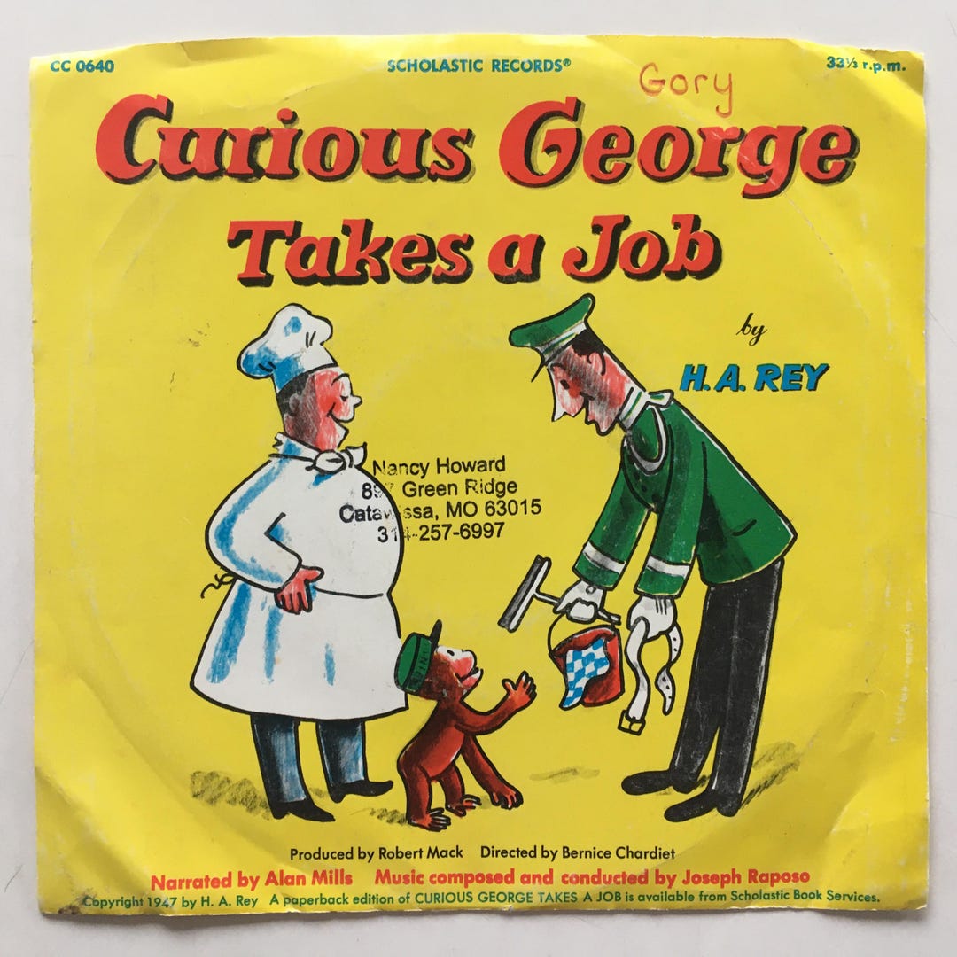 Curious George Takes a Job 7' Vinyl Record, Scholastic Records - SCC ...