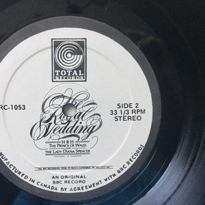 The Royal Wedding LP, Total Records - TRC 1053, Live Event, 1981 ...