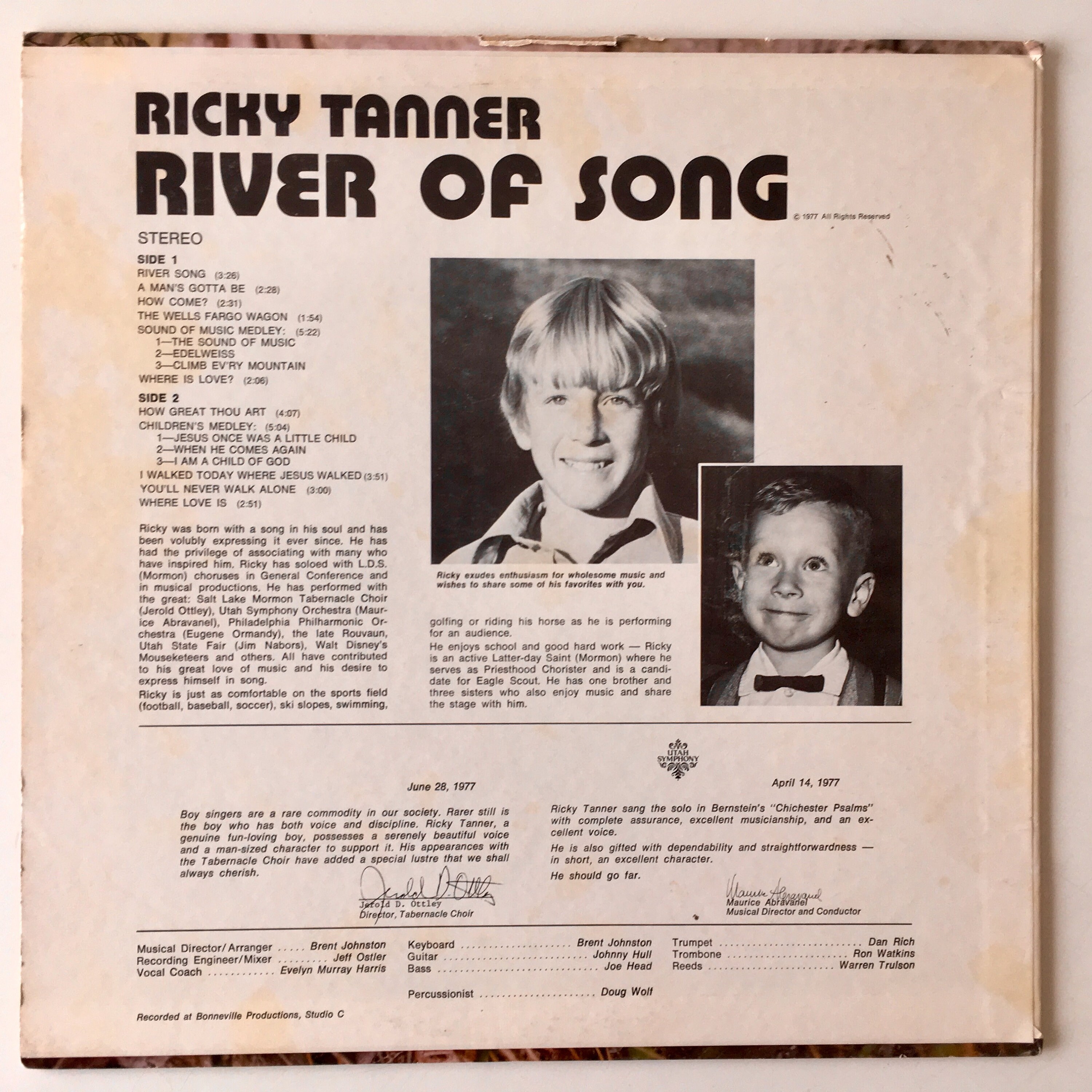 Ricky Tanner - River of Song LP Vinyl Record Album, Bonneville ...