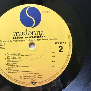 Madonna - Like A Virgin LP Vinyl Record Album, Sire - 925 157-1, Rock ...