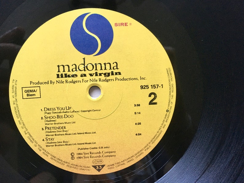 Madonna - Like A Virgin LP Vinyl Record Album, Sire - 925 157-1, Rock ...