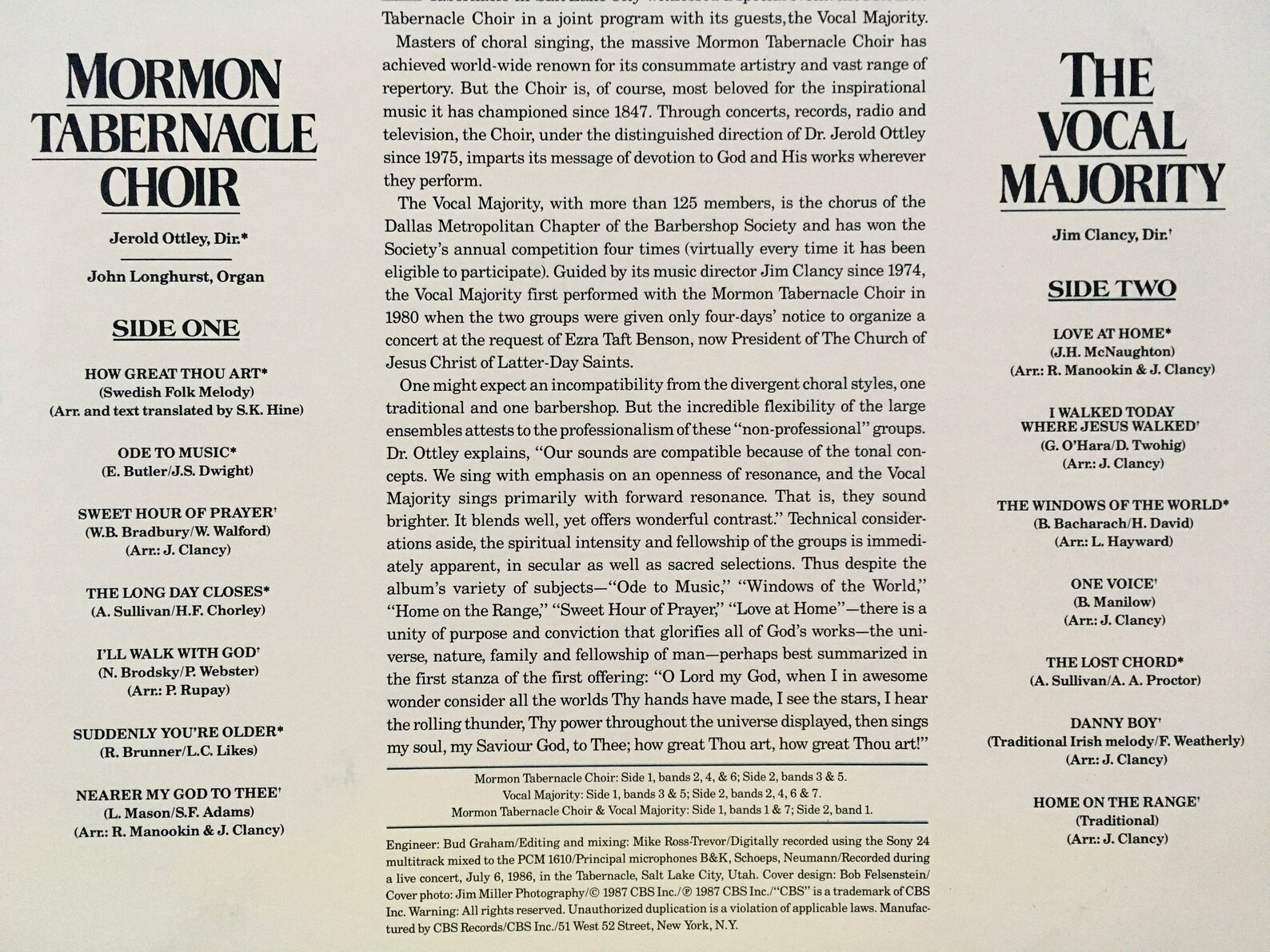 Mormon Tabernacle Choir / the Vocal Majority Voices in - Etsy