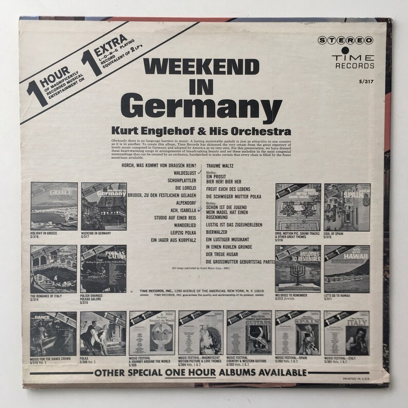 Weekend in Germany LP Vinyl Record Album Time Records - Etsy