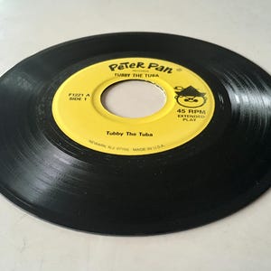 Tubby the Tuba 7' Vinyl Record, Peter Pan Records - 1221, Original ...