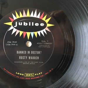 Rusty Warren - Banned in Boston? LP Vinyl Record, Jubilee - JGM 2049 ...